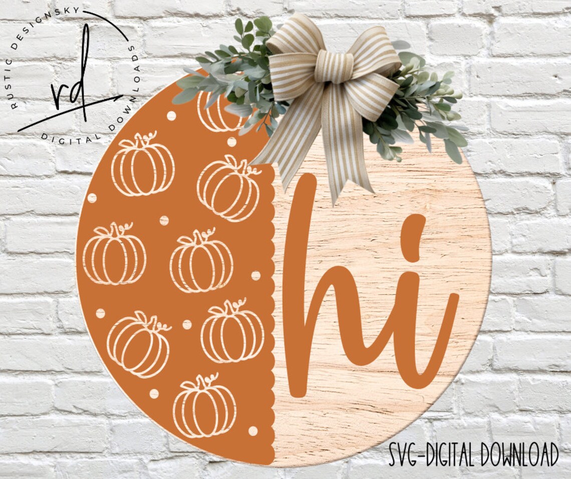 SVG/PNG- Hi With Pumpkin and Dot Pattern-cricut|digitaldownload ...