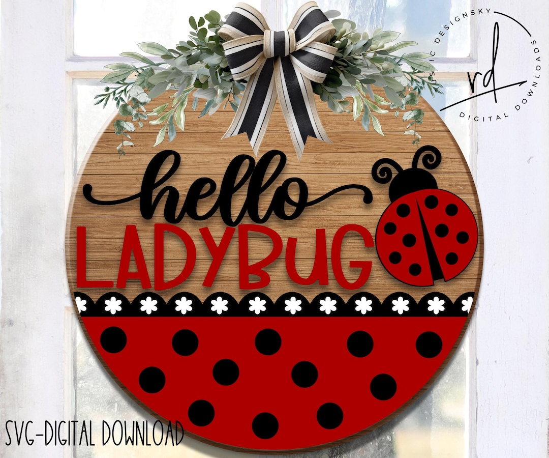 SVG- Hello Lady Bug With Black & White Ladybug-polka Dot and Daisy ...