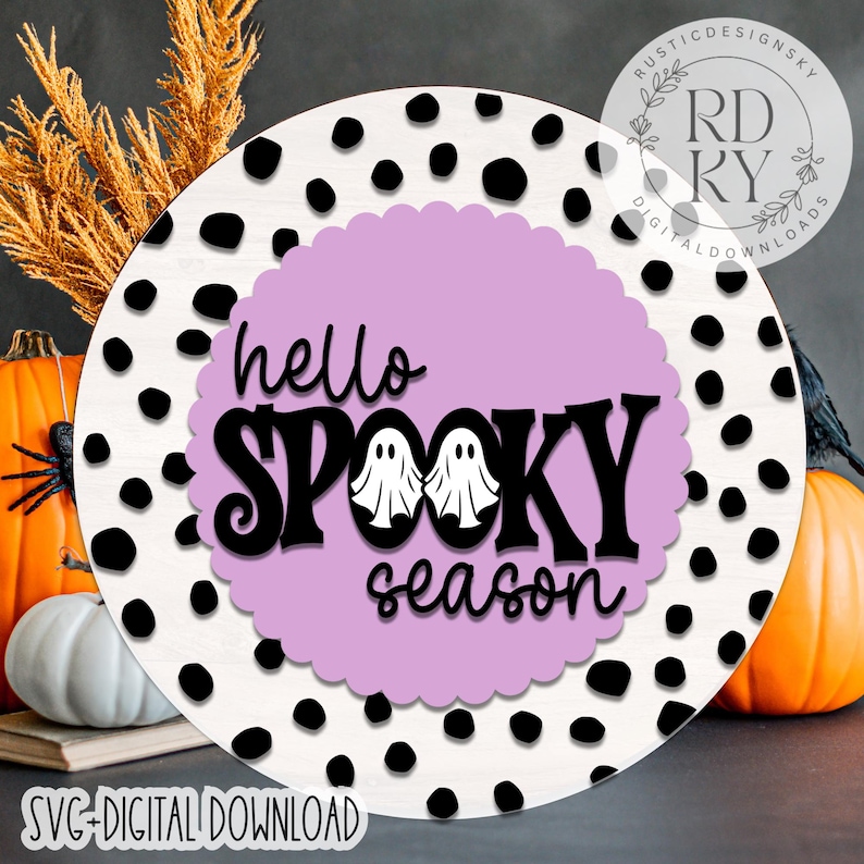 Svg/png-hello Spooky Season With Funky Polka Dot Design-cricut ...