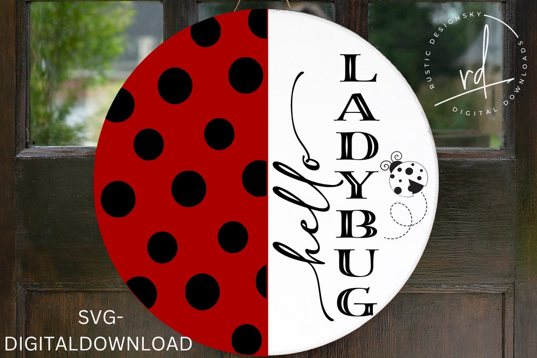 SVG Hello Lady Bug With Black & White Ladybug-polka Dot Patter ...