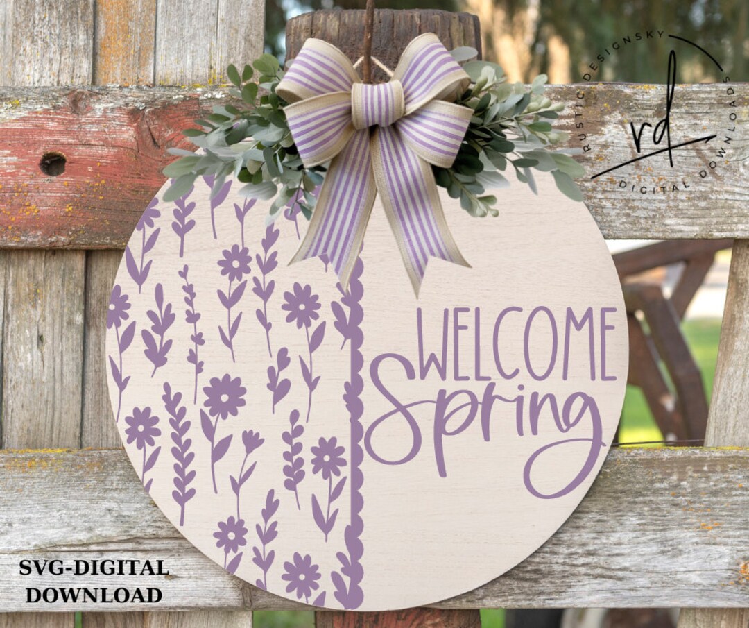 SVG/PNG- Welcome Spring With Floral Pattern Design-cricut ...