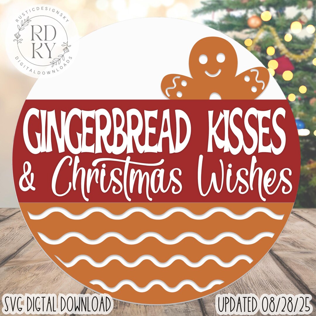 Svg/png-gingerbread Kisses and Christmas Wishes With Icing Wavy Pattern ...