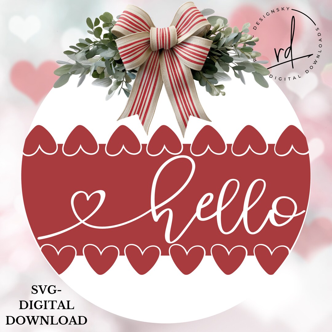 SVG/PNG- Hello With Heart Trim Valentine Design-cricut|digitaldownload ...