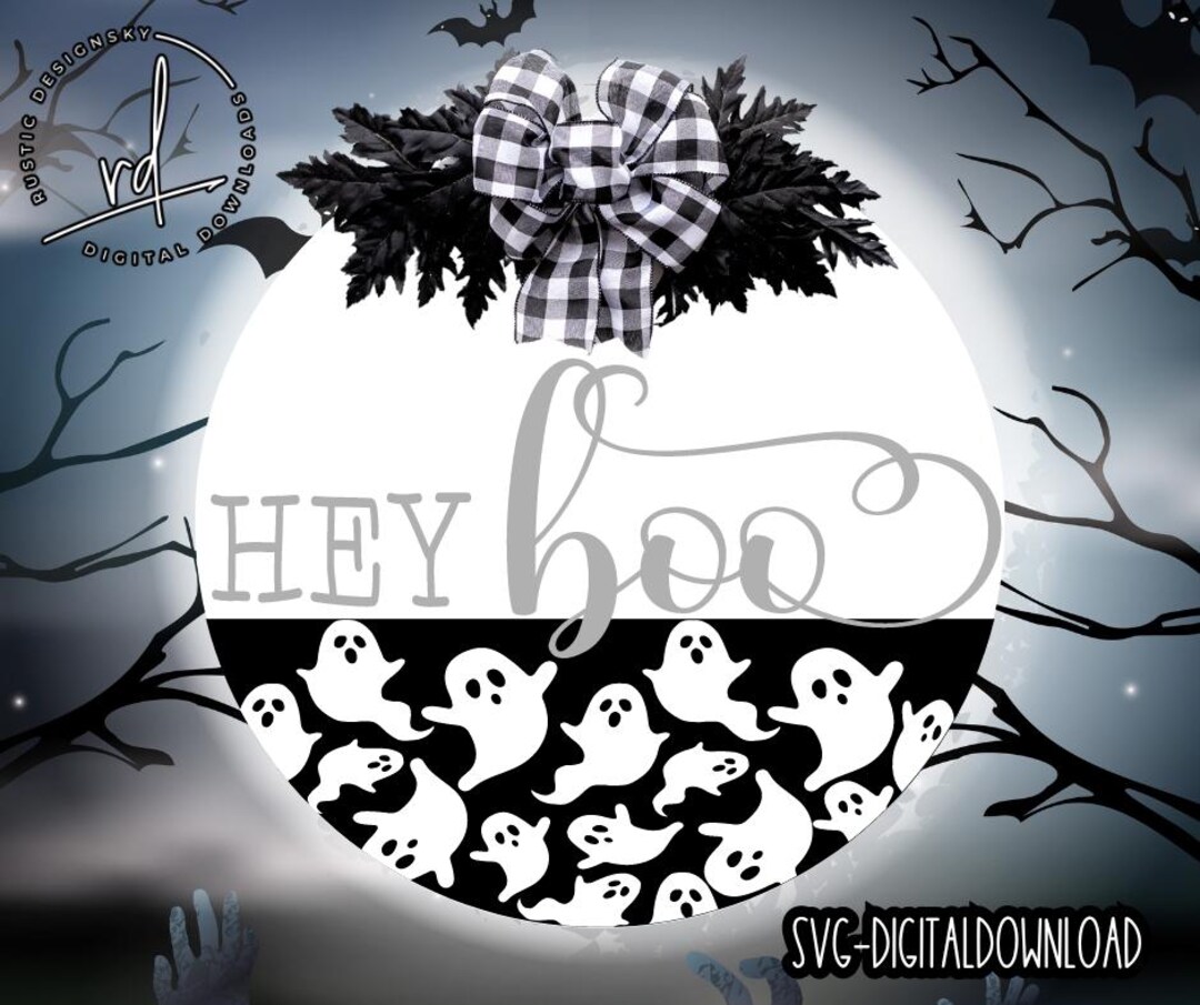 SVG/PNG- Hey Boo With Ghost Pattern-cricut|digitaldownload|halloween - Etsy
