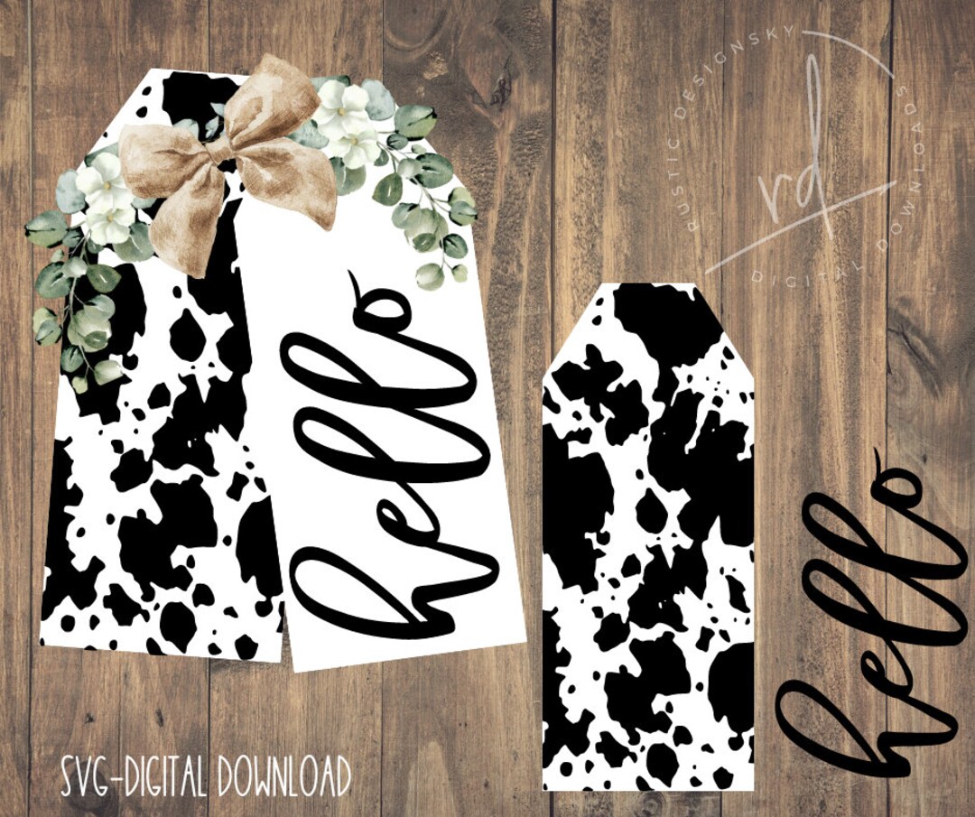 Svg/png-hello Cowhide Print Door Tag Design-cricut|digitaldownload - Etsy