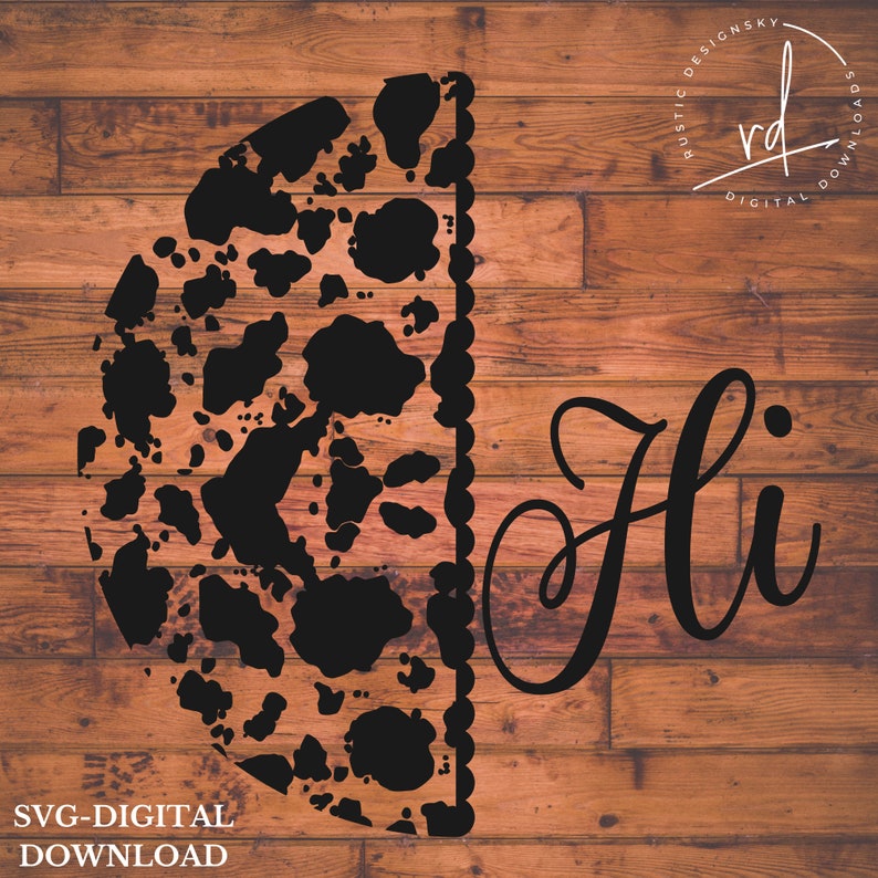 SVG/PNG- Hi With Cowhide Print Pattern Design-cricut|digtialdownload ...