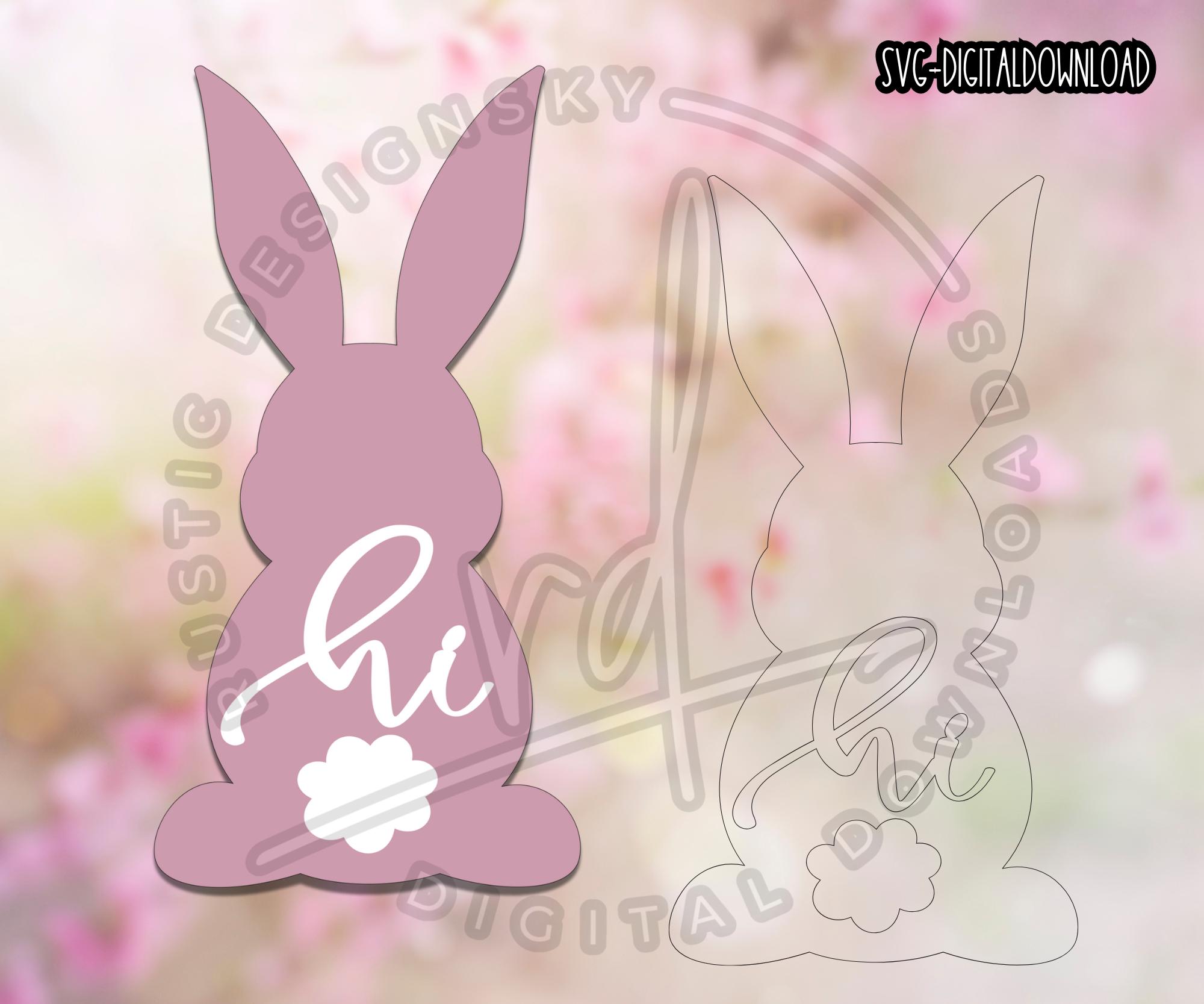 Svg/png-hi Cursive Lettering With Bunny Silhouette and Bunny Tail ...
