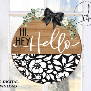 SVG/PNG- Hi.hey.hello With Floral Pattern-cricut|digitaldownload ...