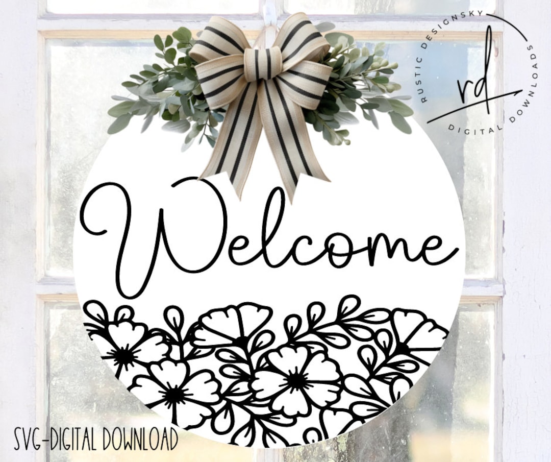 SVG/PNG- Welcome With Floral Pattern Design-cricut|digitaldownload - Etsy