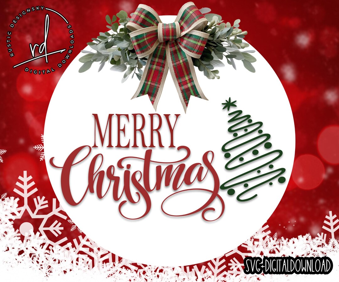 SVG/PNG- Merry Christmas With Squiggle Xmas Tree-cricut|digitaldownload ...