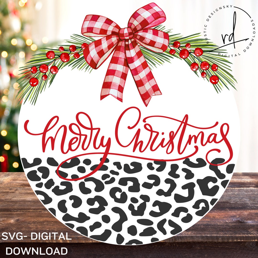 SVG/PNG- Merry Christmas With Cheetah Print Pattern-cricut ...