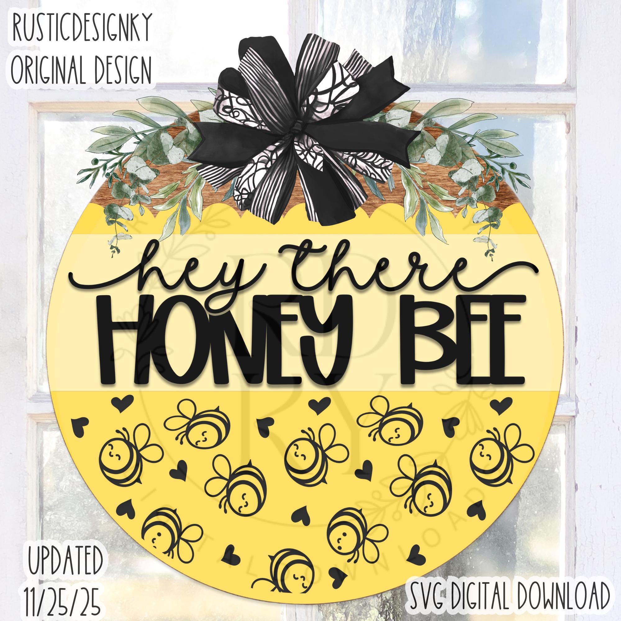 SVG/PNG- Hey There Honey Bee With Bee and Heart Pattern-cricut ...
