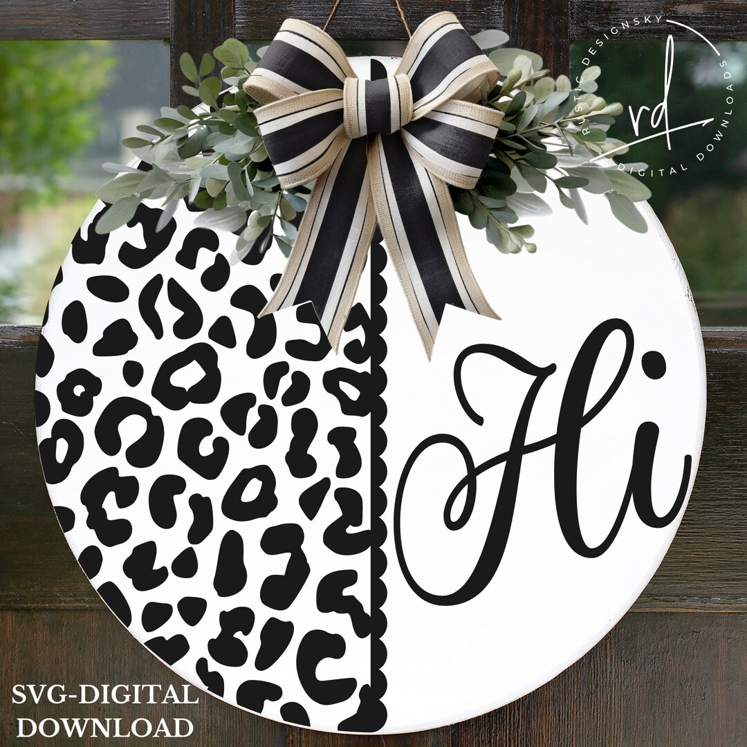 SVG/PNG- Hi With Cheetah Print Pattern Design-cricut|digitaldownload ...