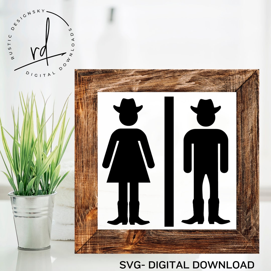 SVG/PNG- Cowgirl and Cowboy Bathroom Symbol Design-cricut ...