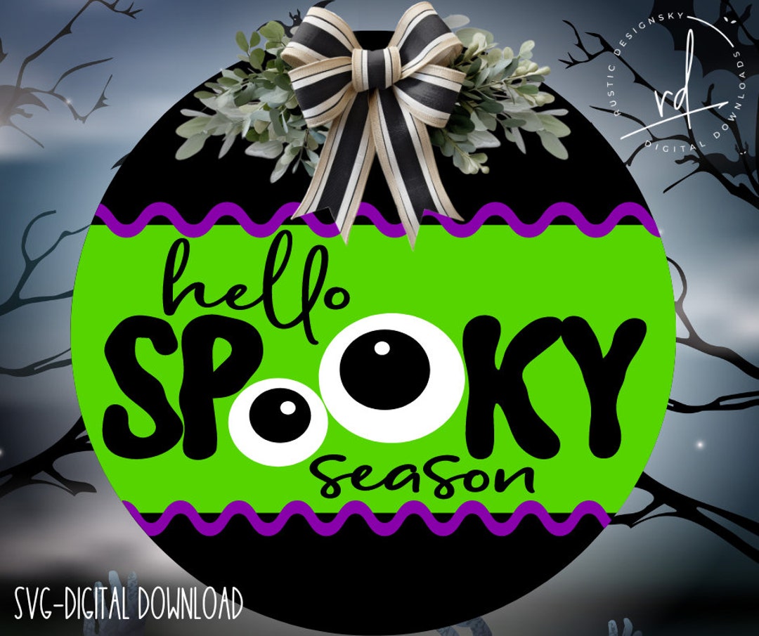 SVG/PNG- Hello Spooky Season With Layered Eyes and Funky Wavy Line ...