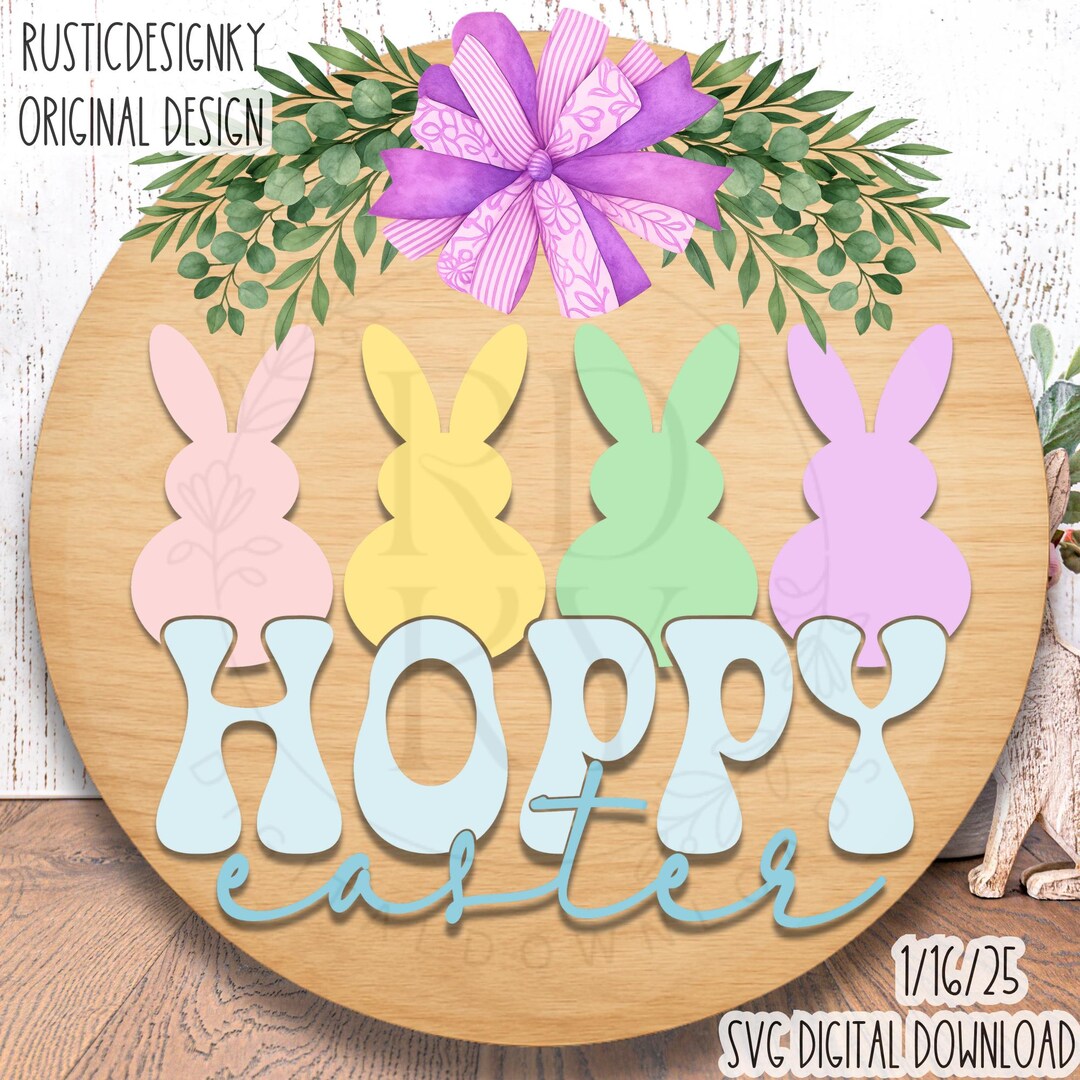 Svg/png-hoppy Easter With Colorful Bunnies-lasersvg-cricut ...