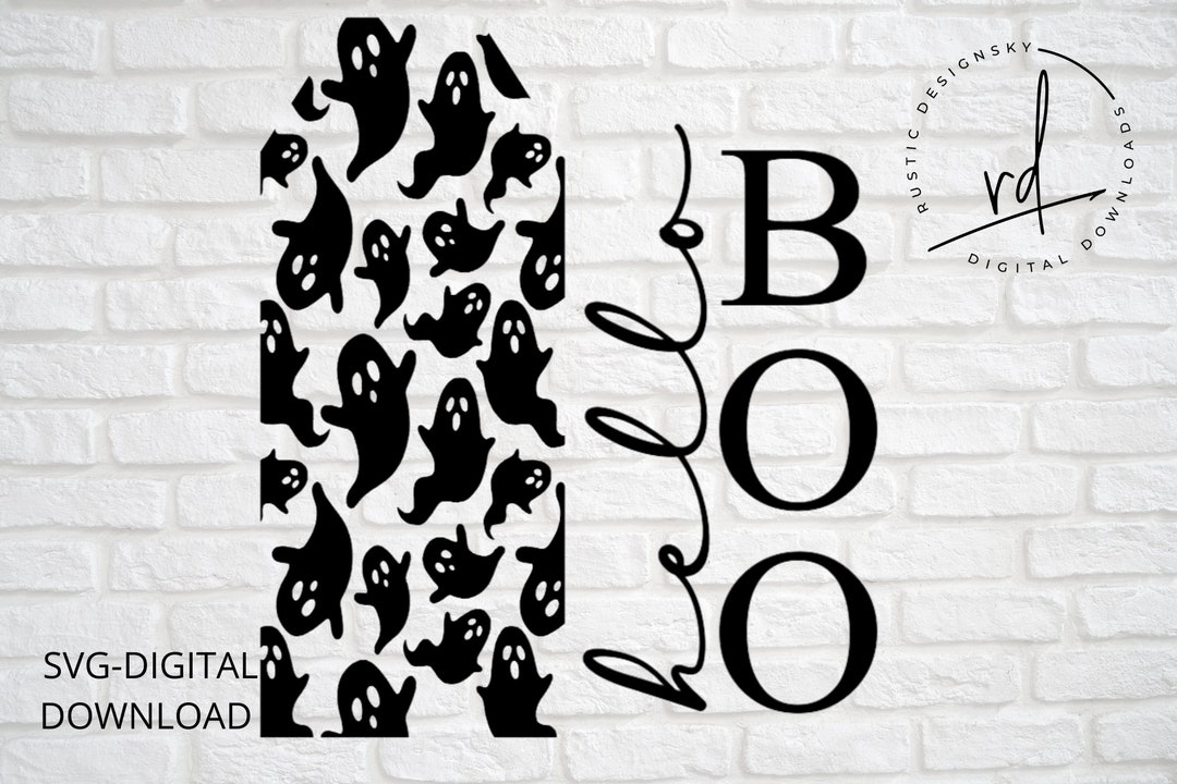 SVG/PNG- Hello Boo Ghost Pattern|cricut|digitaldownload|doortags ...