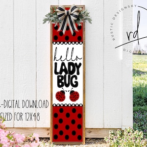 SVG/PNG- Hello Ladybug With Polka Dot Pattern Porch Leaner Design ...