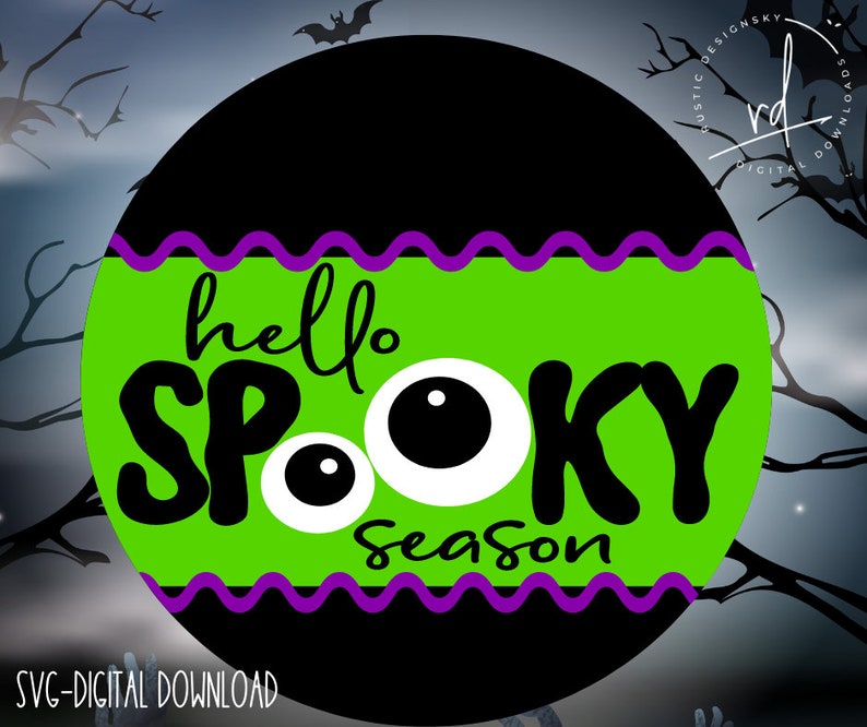 SVG/PNG- Hello Spooky Season With Layered Eyes and Funky Wavy Line ...