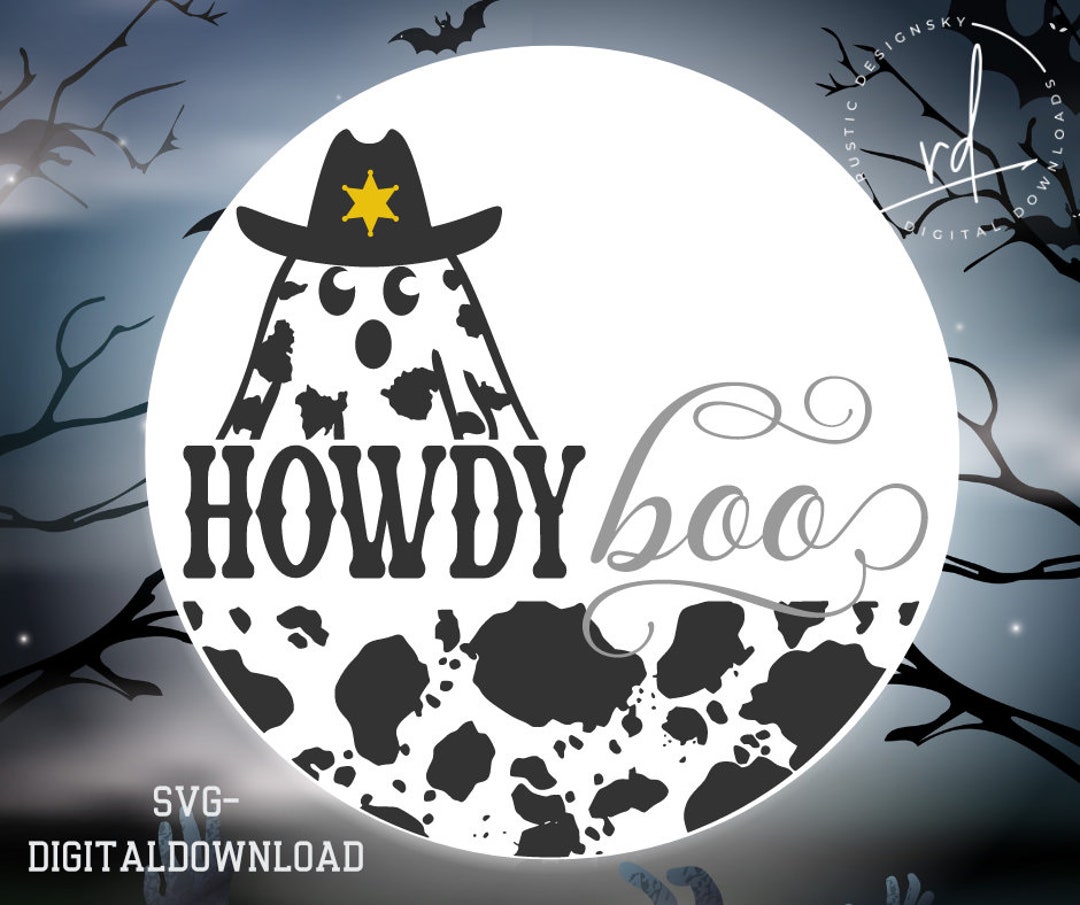 SVG/PNG- Howdy Boo With Cowhide Pattern Design and Cowhide Print Ghost ...