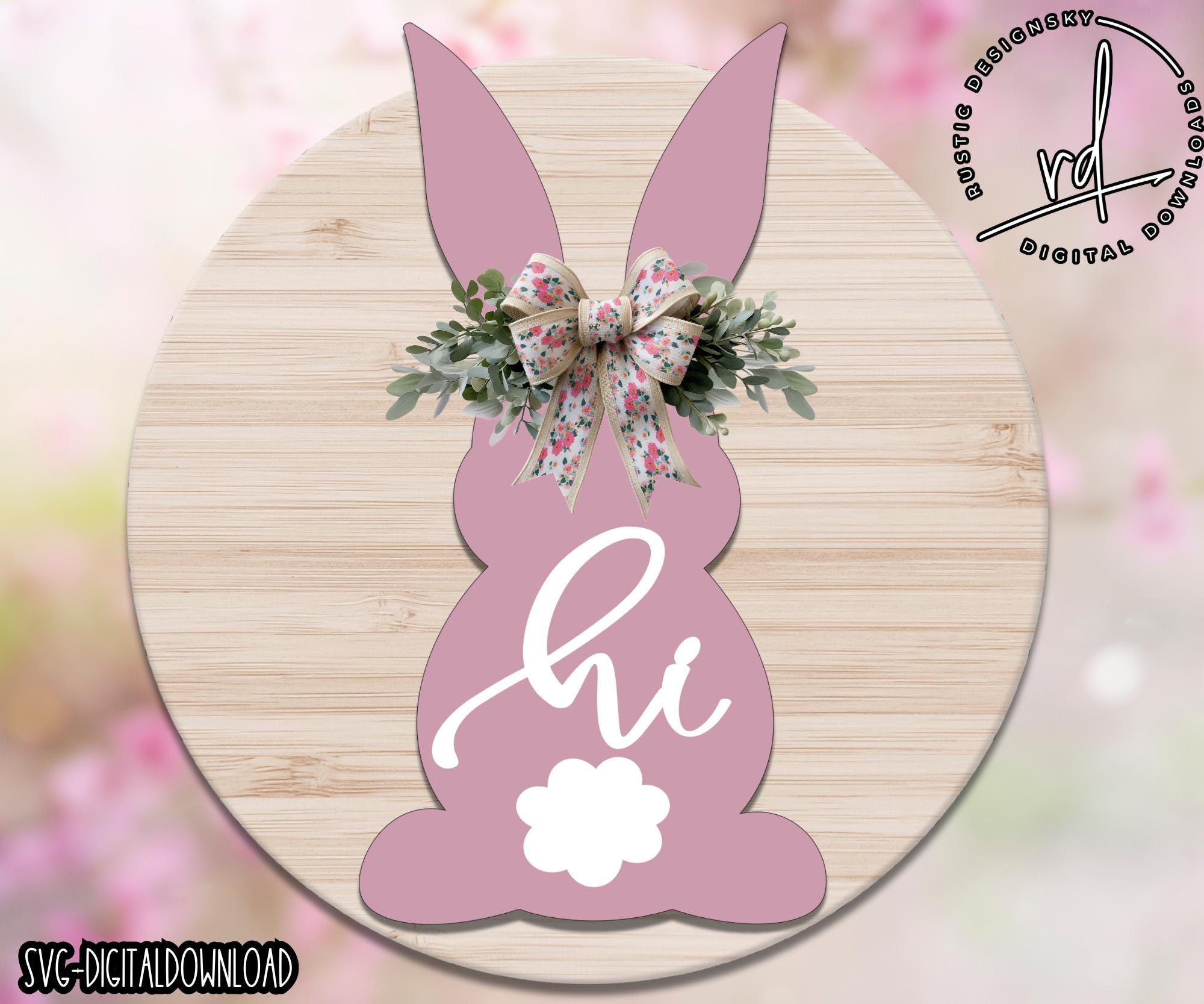 Svg/png-hi Cursive Lettering With Bunny Silhouette and Bunny Tail ...