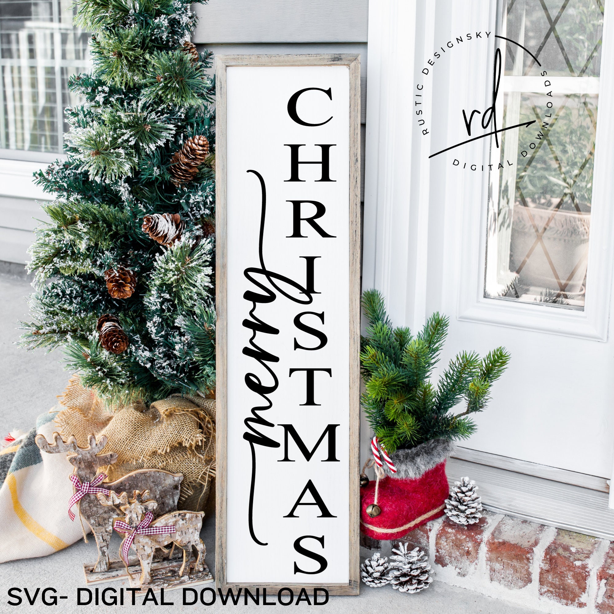 SVG/PNG- Merry Christmas Porch Leaner Design-cricut|digitaldownload - Etsy
