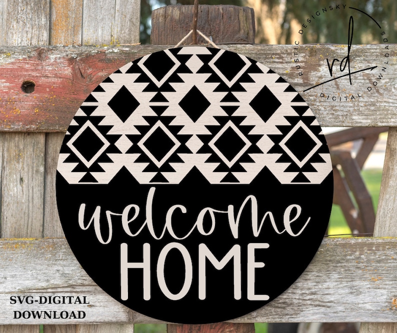 SVG/PNG- Welcome Home With Aztec Boho Pattern Design-cricut ...