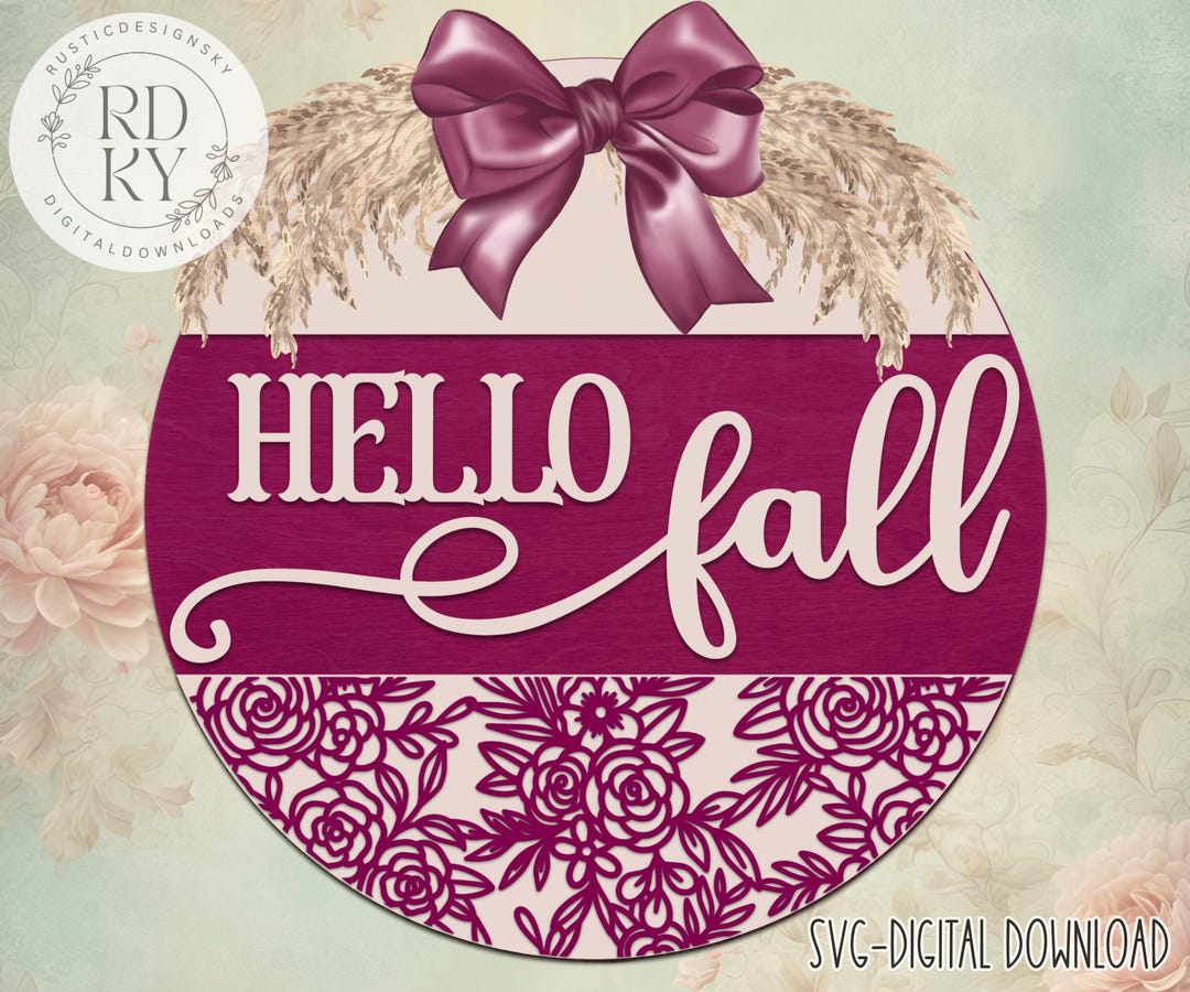 Svg/png-hello Fall With Vintage Rose Patten Design-cricut ...