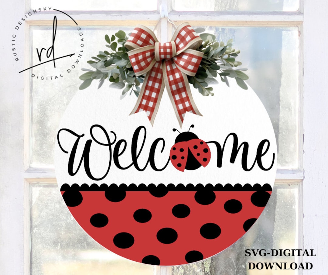 SVG/PNG- Welcome With Layered Ladybug and Polka Dot Pattern Design ...