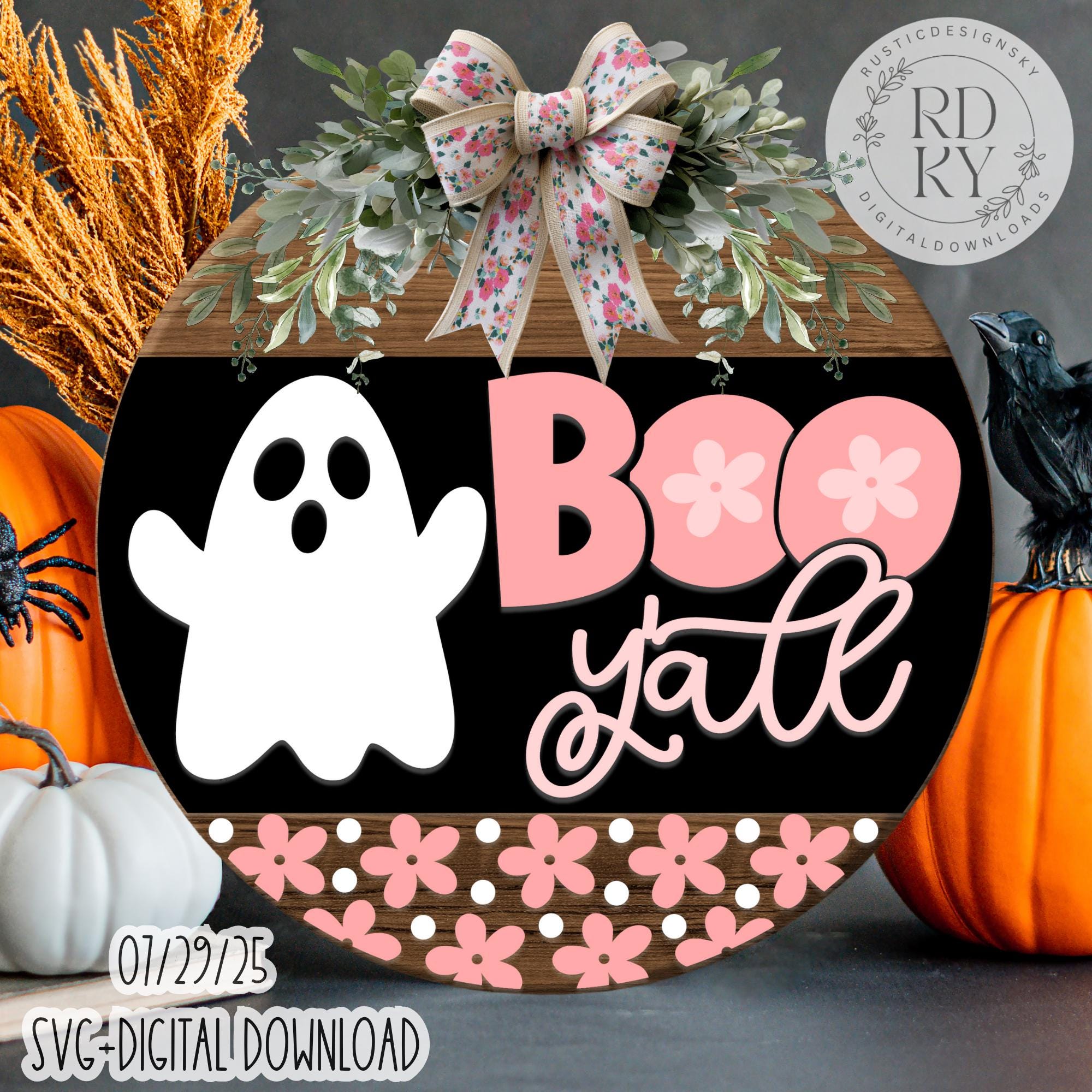 Svg/png-boo Y'all With Hydrangea Flower Design-cricut|digitaldownload ...