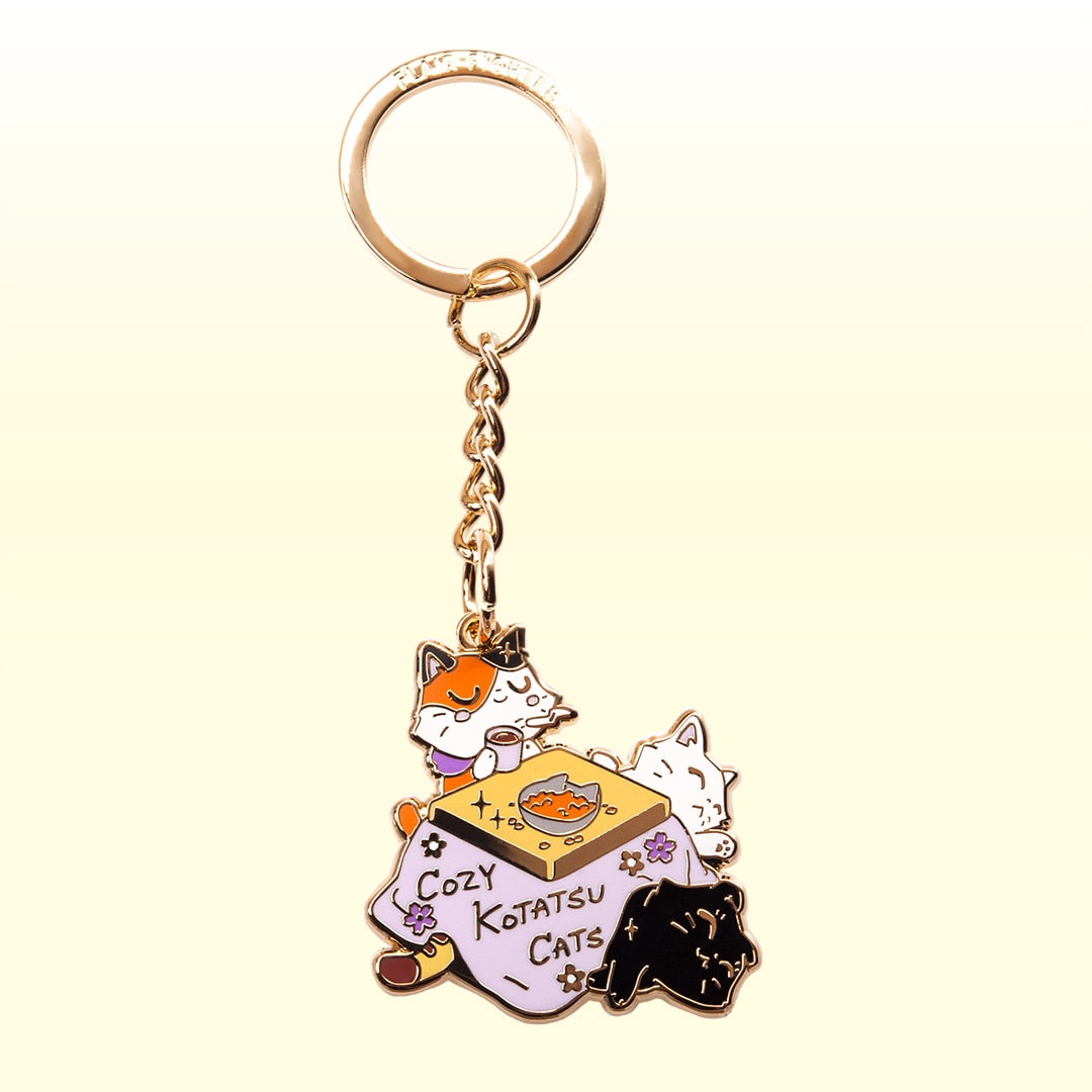 Cozy Kotatsu Cats Hard Enamel Pin Keyring Cute Pins Keychain Gift ...