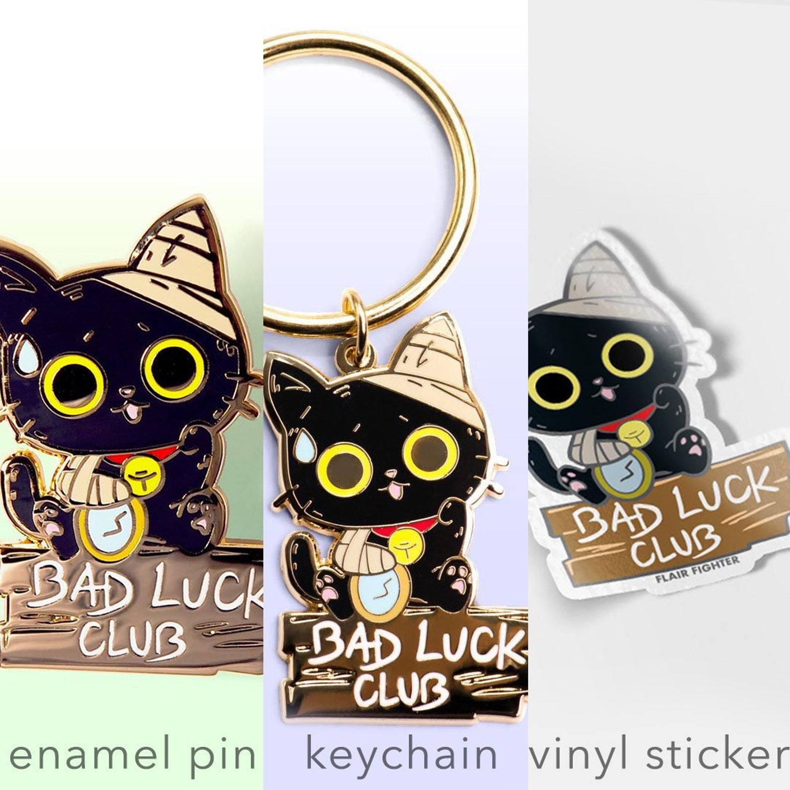 Bad Luck Club Black Cat Hard Enamel Pins Gold Lapel Pin Ita - Etsy