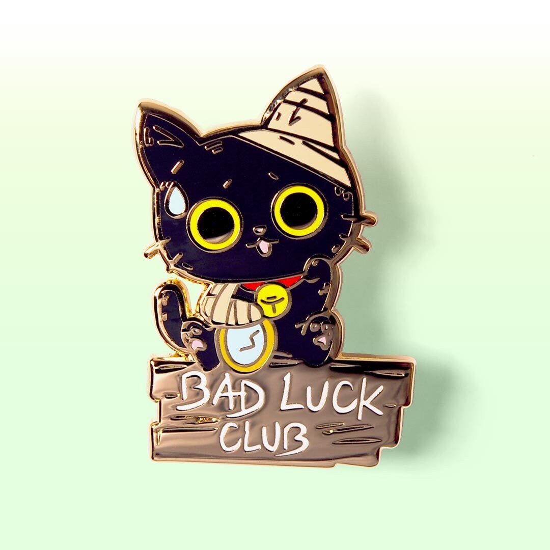 Bad Luck Club Black Cat Hard Enamel Pins Gold Lapel Pin Ita Bag ...