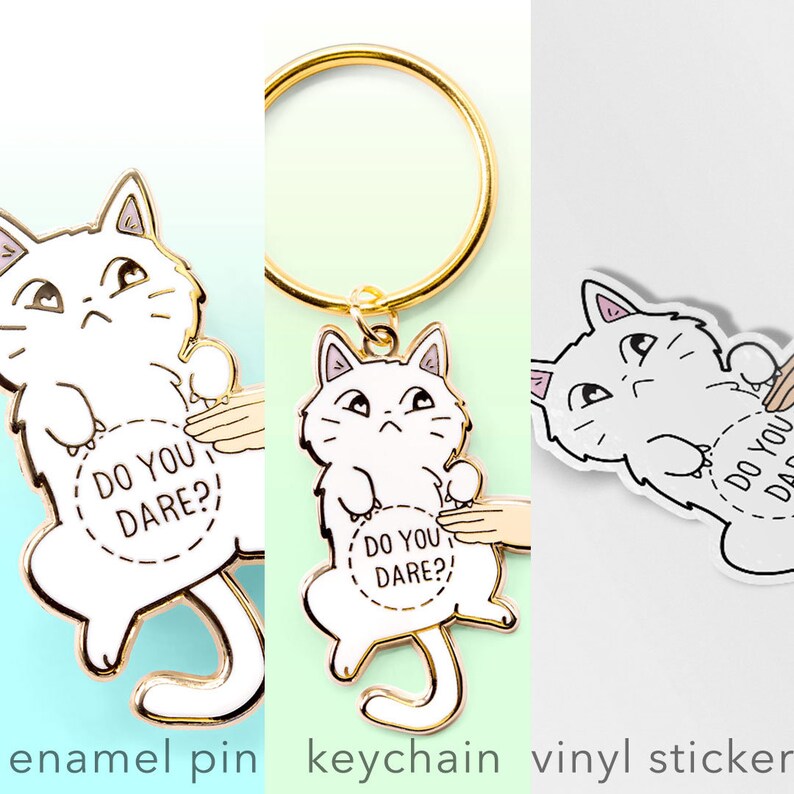 Do You Dare khao Manee Cat Hard Enamel Pin Cute Pins Kawaii - Etsy