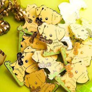 Golden Retriever Enamel Pin Dog With Gold Bar Keychain for - Etsy