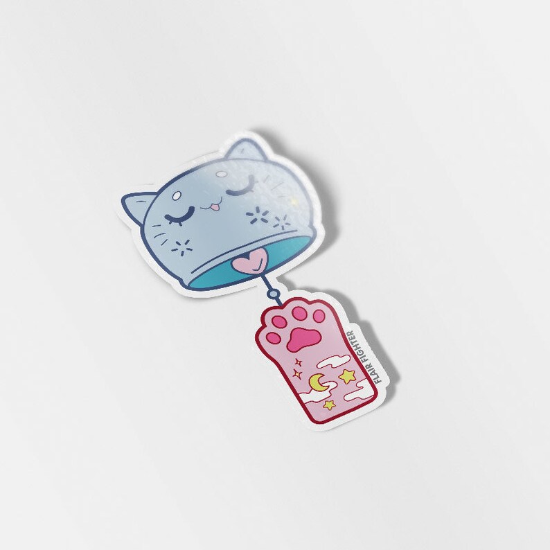 Cat Wind Chime Dangle Hard Enamel Pin Keyring Cute Pins Keychain Gift ...