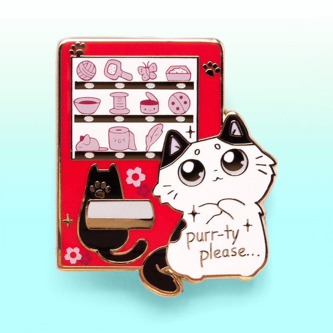 Vending Machine Cat Hard Enamel Pin Keyring Cute Pins Keychain Gift ...