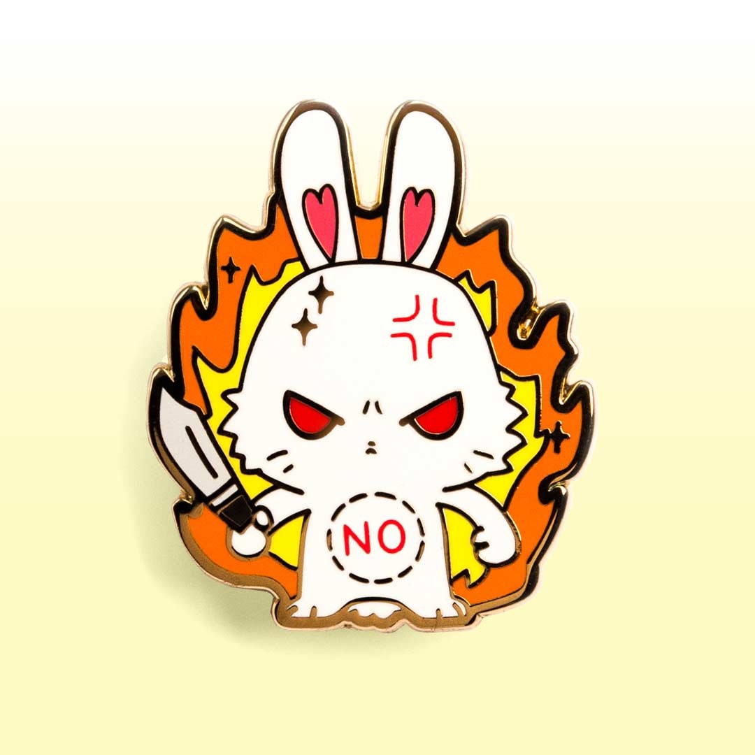 NO Bunny Enamel Pin Cute Keychain Gold Lapel Pins Waterpoof Vinyl ...