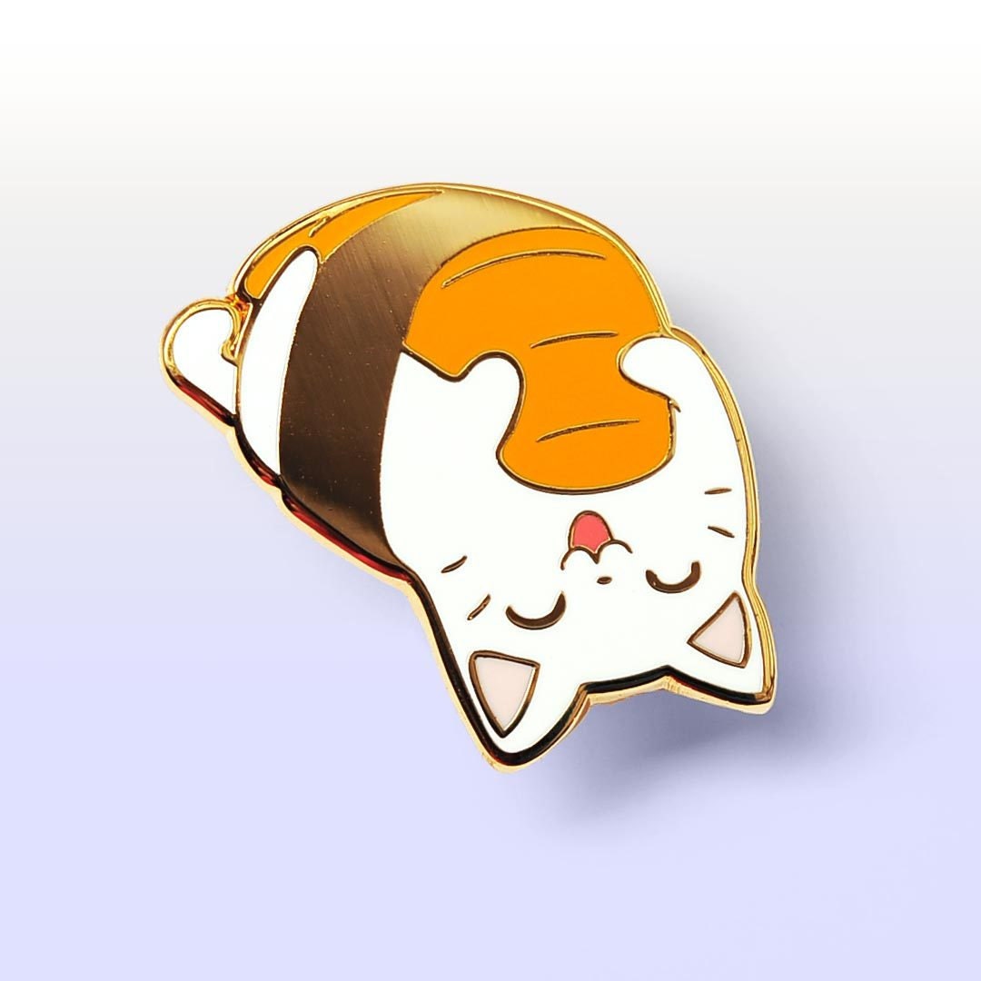 Salmon Sushi Cat Hard Enamel Pins Cute Keychain Gold Plated Lapel Pin ...