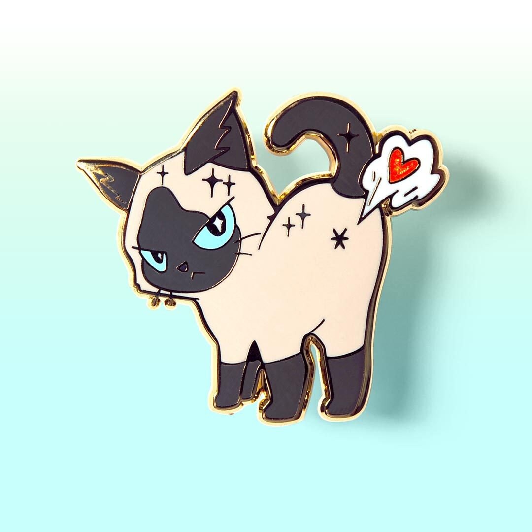 Siamese Cat Fart Hard Enamel Pins Cats Pin Farting Keychain Cute Vinyl ...