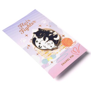 Cat Yin Yang Pin Black White Cats Hard Enamel Pins Kitty Keychain Vinyl ...
