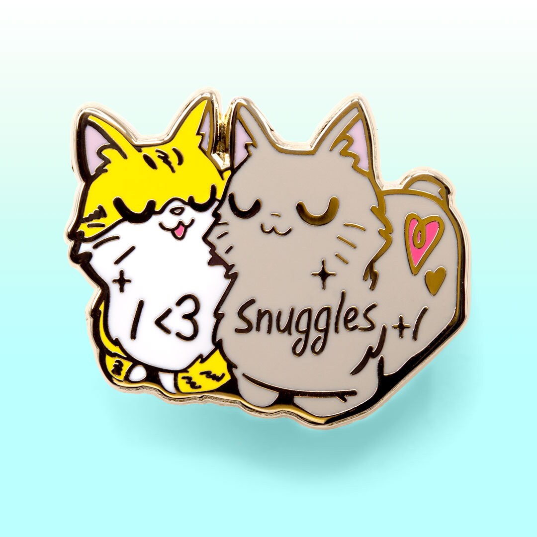 I Heart Snuggles Manx & American Bobtail Cat Hard Enamel Pin Gold Lapel ...