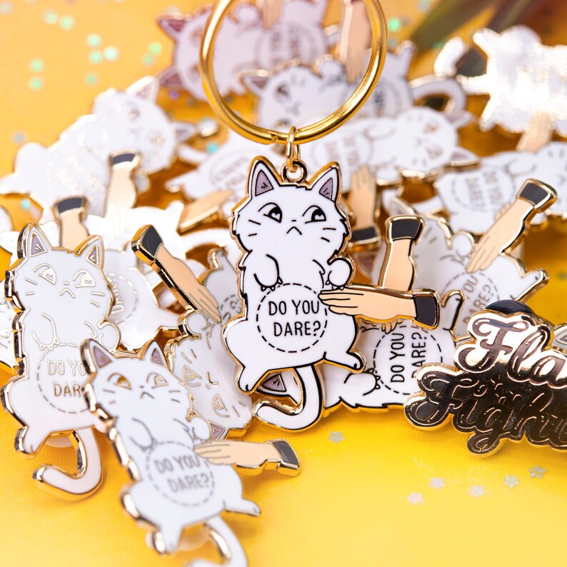 Do You Dare khao Manee Cat Hard Enamel Pin Cute Pins Kawaii - Etsy