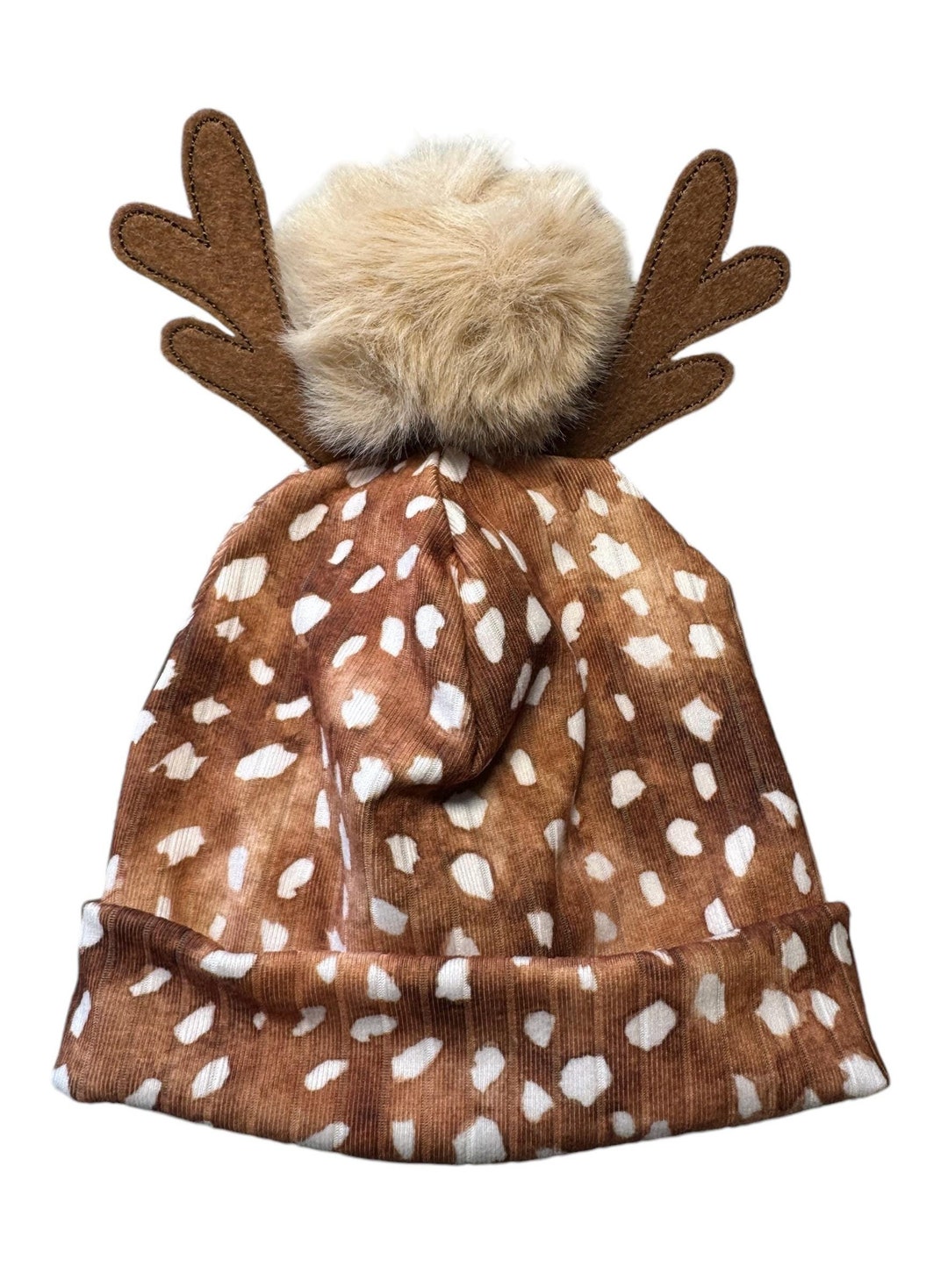 Handmade Reindeer Beanie: Spotted Deer Print Christmas Hat - Etsy