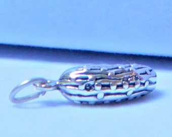 Sterling Silver Pickle Charm, Pickle Pendant, Food Charm, Cucumber ...