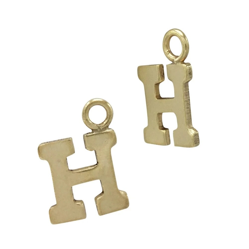 14k Solid Gold Block Letter H Charm. 5.3 X 8 Mm - Etsy