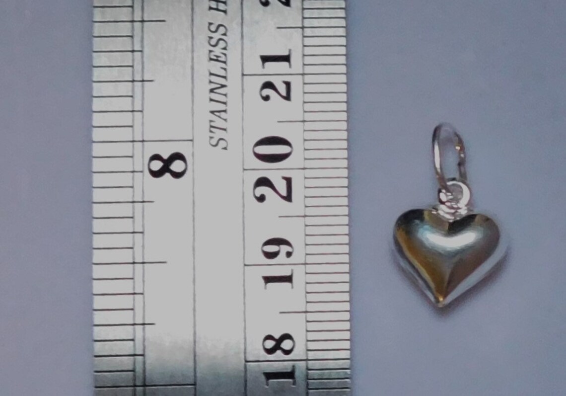 Sterling Silver 3D Puffy Heart Charm - Etsy