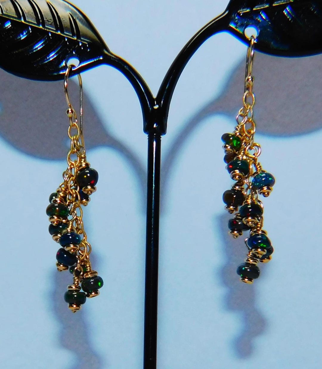 18k Solid Gold and High Quality Rondelle Beaded Dangle Drop Earrings - Etsy