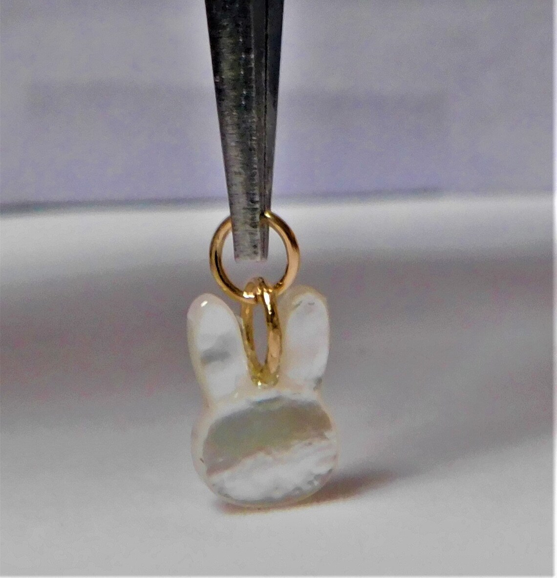 High Quality Mother of Pearl Bunny Pendant With 14k Solid Gold Bail and ...