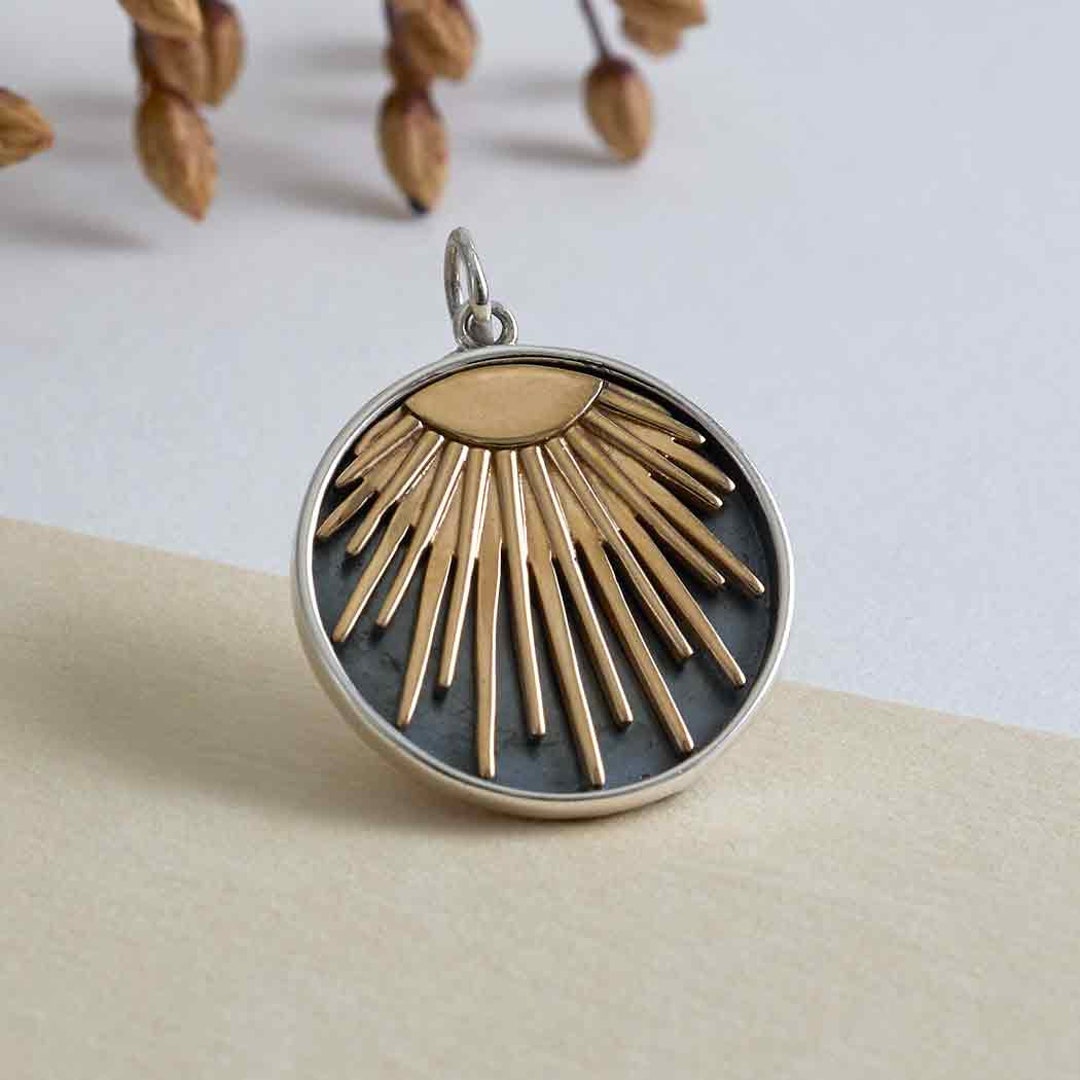 Silver and Bronze Sunray Pendant - Etsy